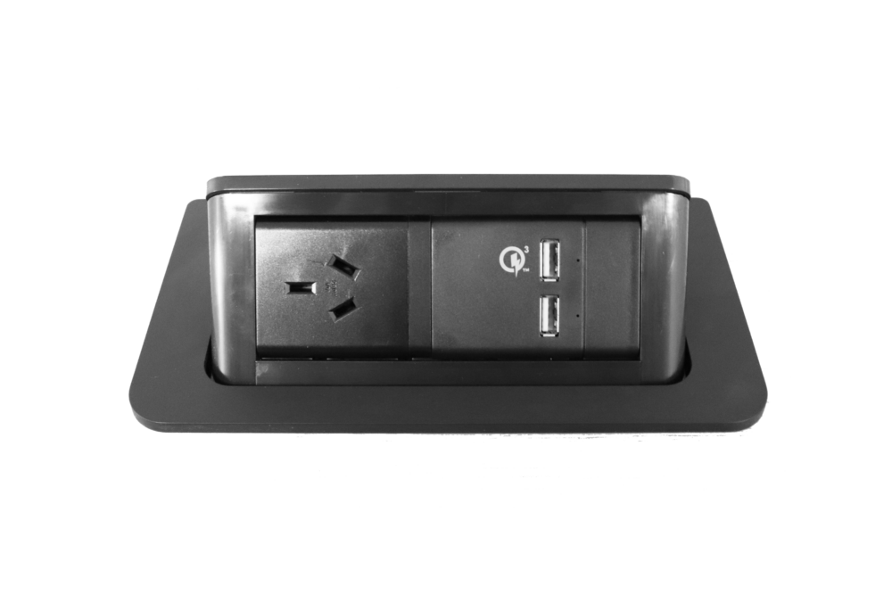 Pop Up In-Desk Module With 1 GPO + 2 USB – Q Office Furniture